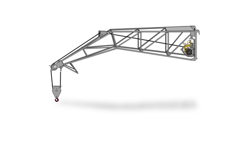 Fly jib with winch, block valves and descent control