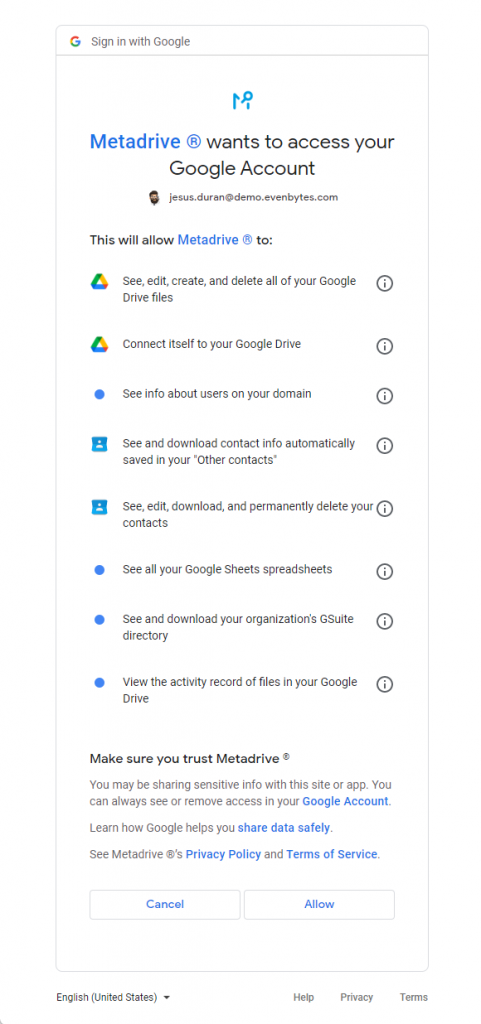 Why is Metadrive asking for these permissions? - Metadrive