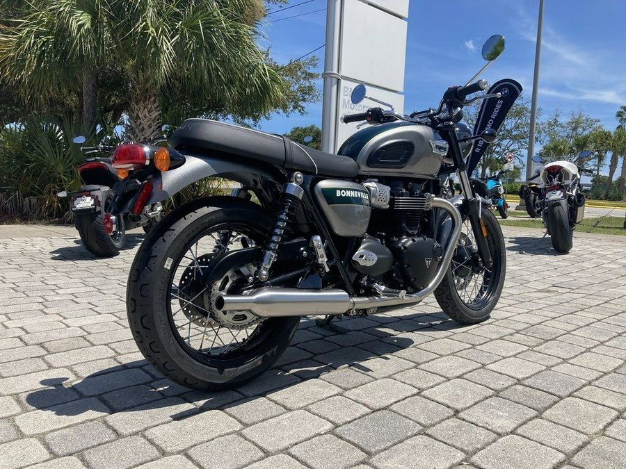 2022 Triumph Bonneville T100 Gold Line Silver Ice / Competition Green ...