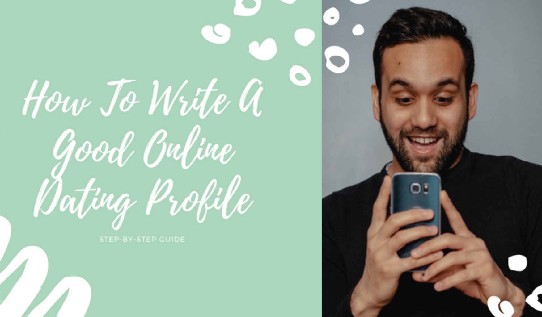 person reviewing their online dating profile on a smartphone, visibly ...