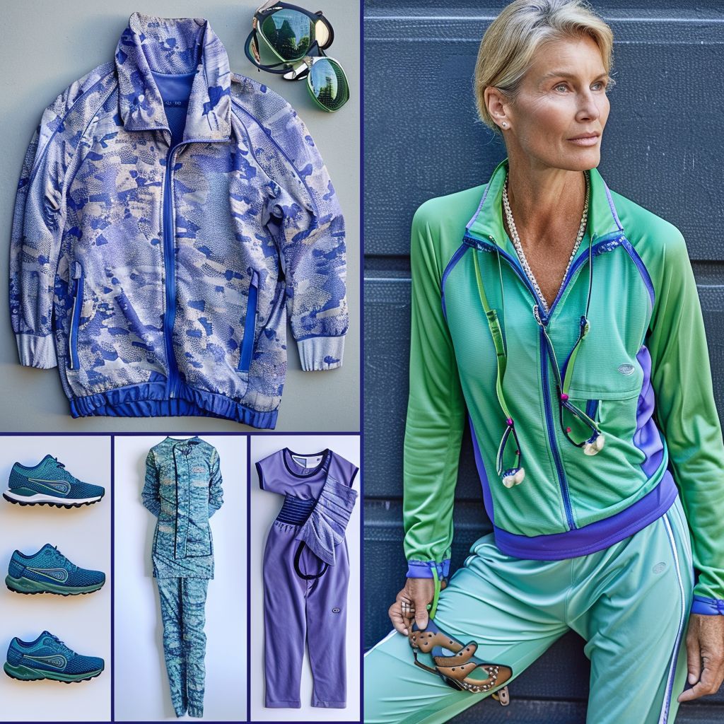 Street Fashion Allure: Blue, Green & Purple for Active 50+