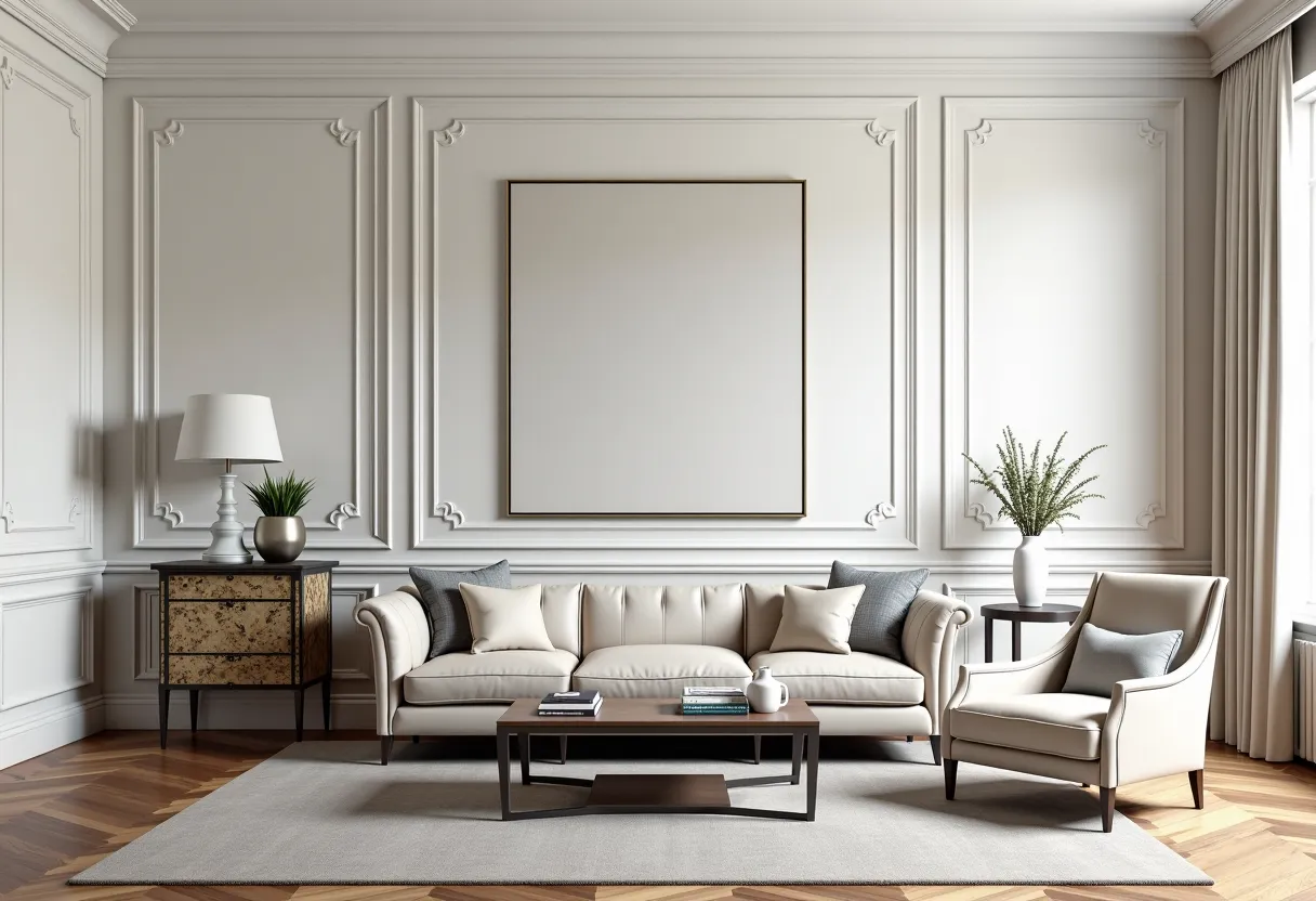 Minimalist Living Room Design with Haussmannien Charm