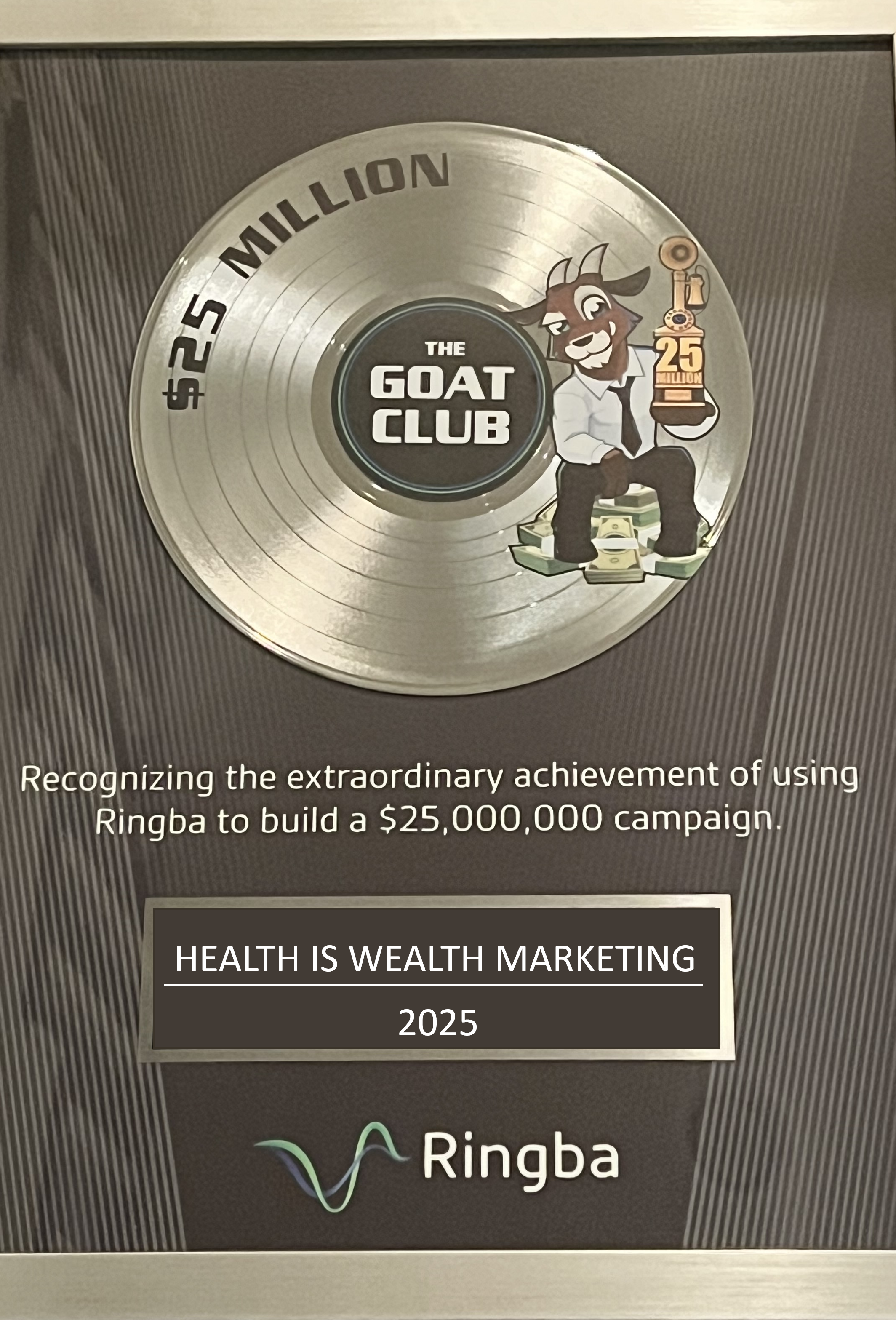 Ringba $25 Million GOAT Award Winner 2025