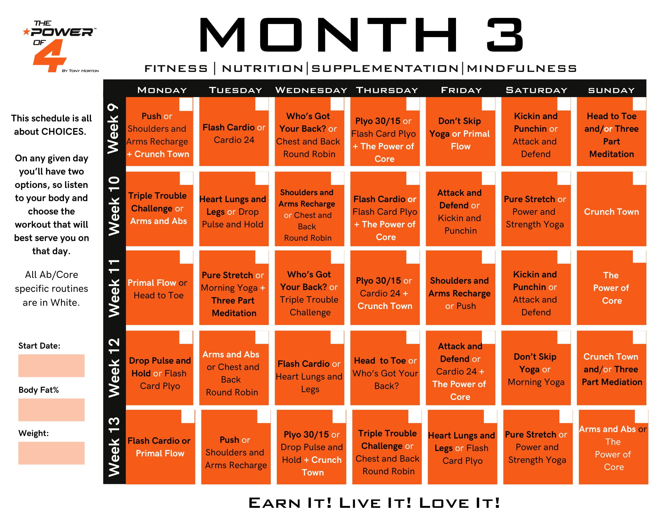 The Power of 4 Workout Calendars | Powernation Fitness | Power Nation