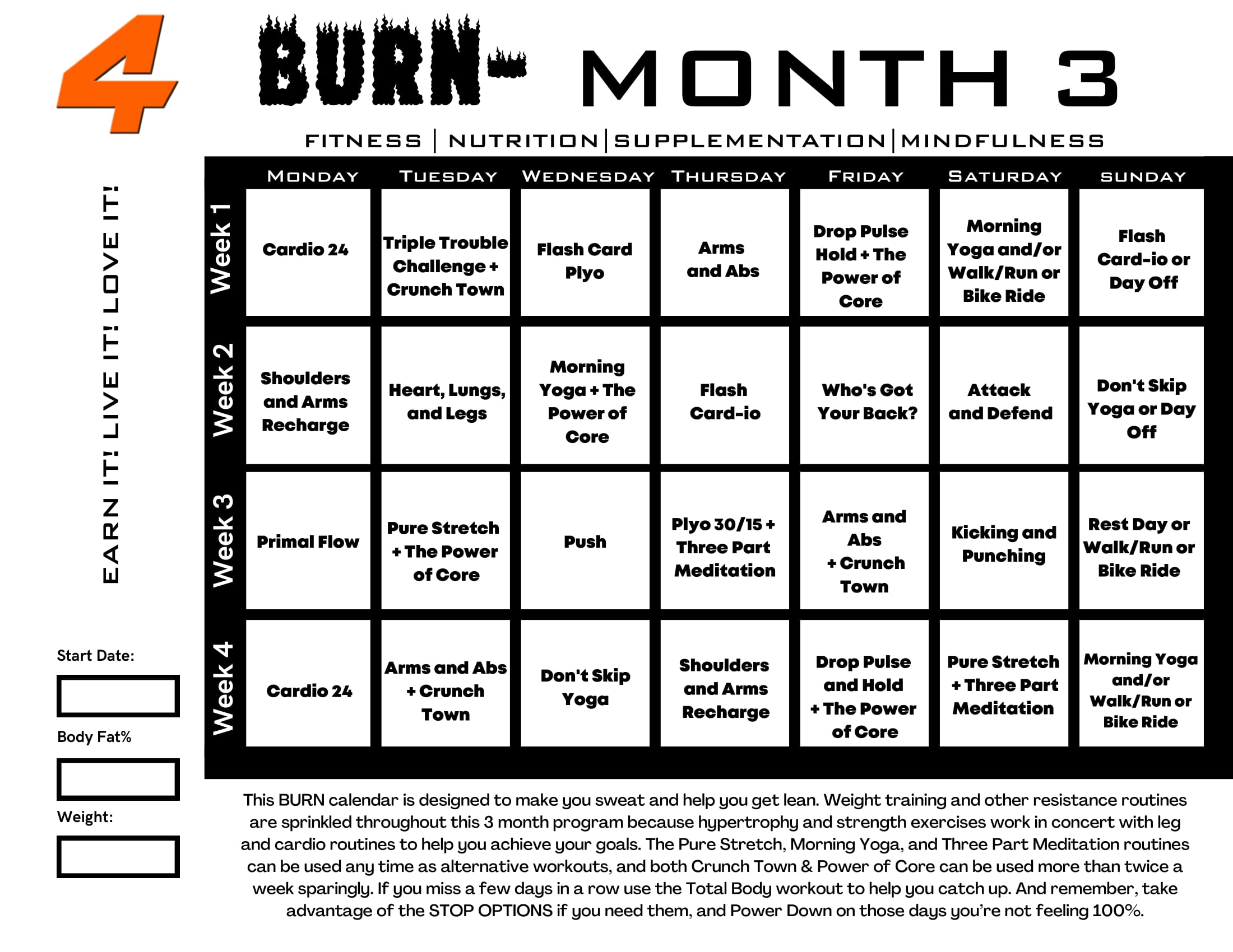 Build and Burn Calendars | Powernation Fitness | Power Nation