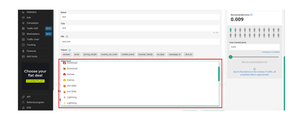 New Icons for Tab Direct Link Ad Format | ClickAdilla AD Network