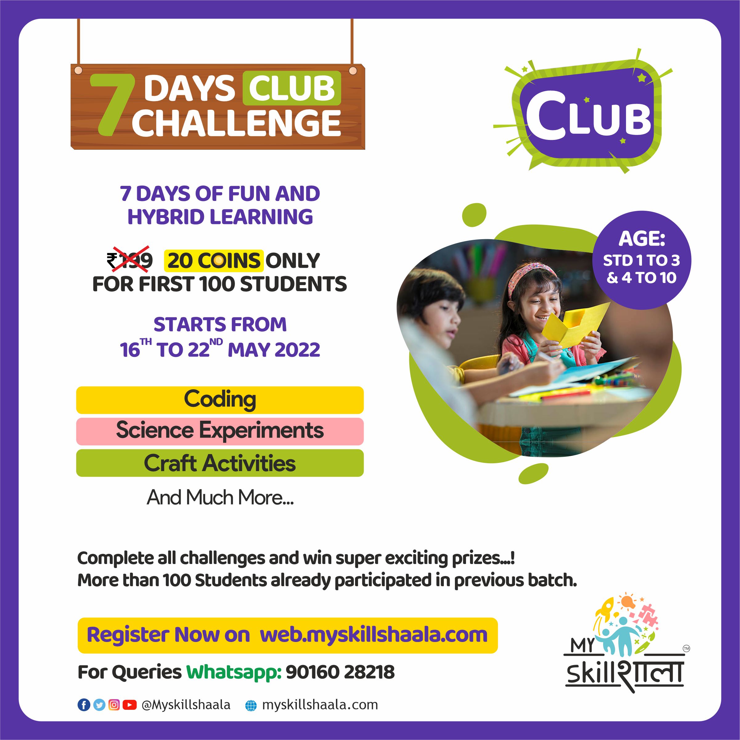 FREE 7 Days Challenge for Kids | Fun Activities | MySkillShaala
