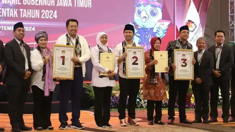 Nomor Urut Paslon Pilkada Jatim 2024 Resmi Diumumkan, LUMAN 1, Khofifah-Emil 2, Risma-Gus Hans 3 ...
