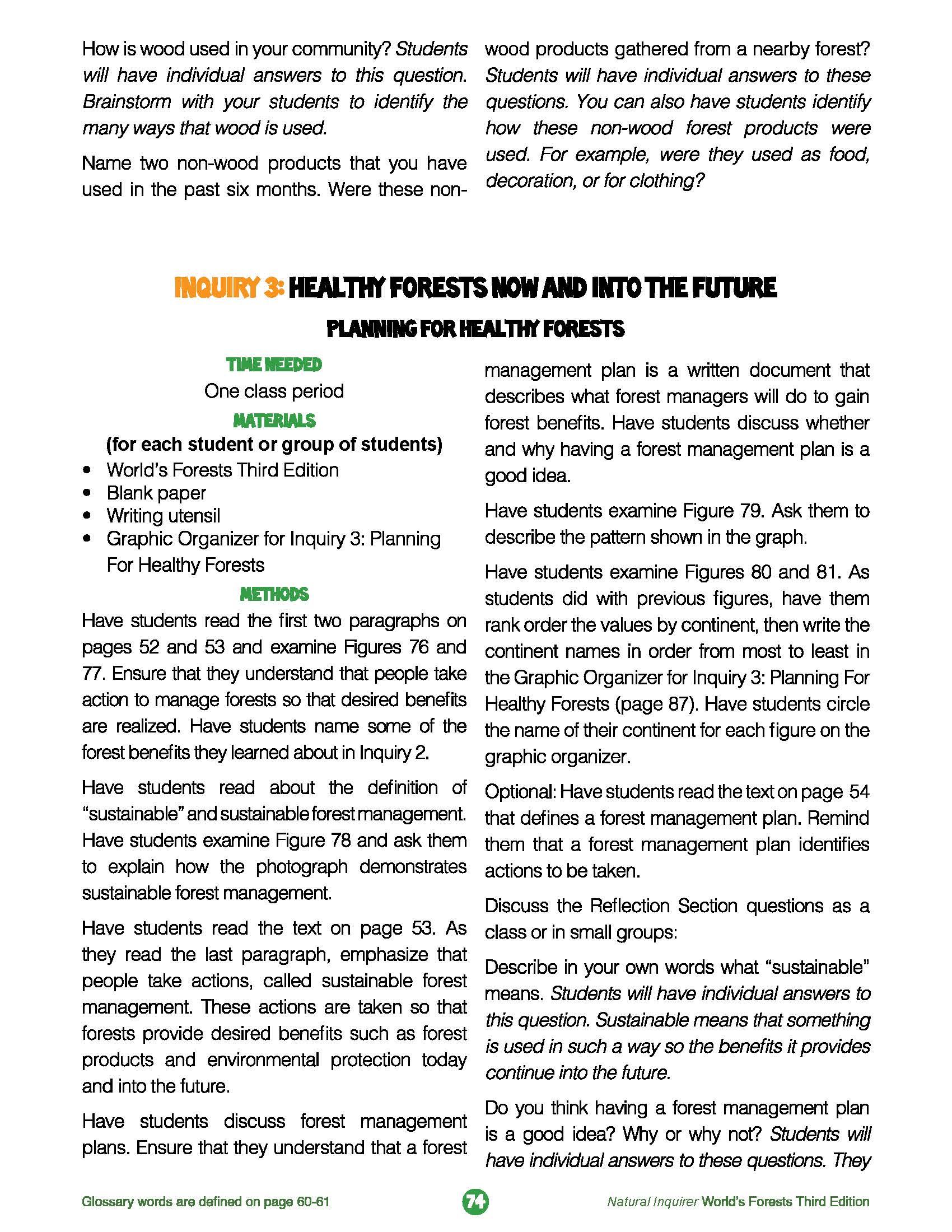 Lesson Plan - Inquiry 3 from World's Forests 3 Edition - Natural Inquirer