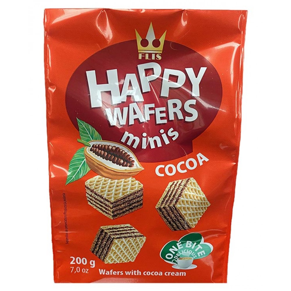 Bol Flis Happy Wafers Mini Cacau 200g | Neomaquina Supermercados