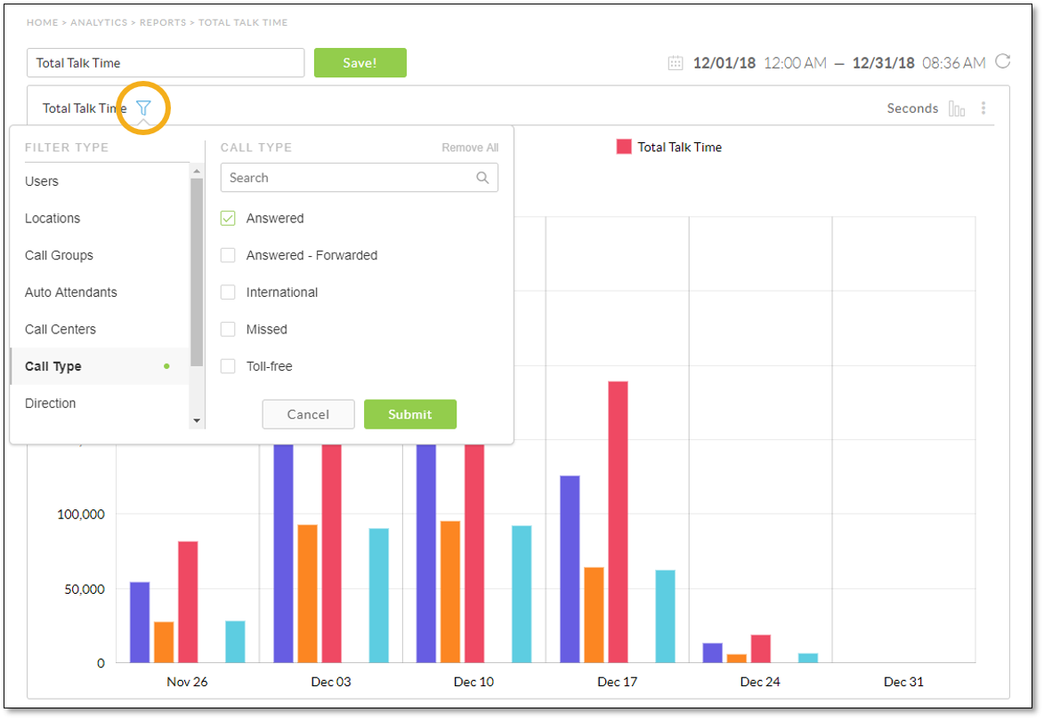 Filtering Report Data In Nextos Analytics Nextiva Support