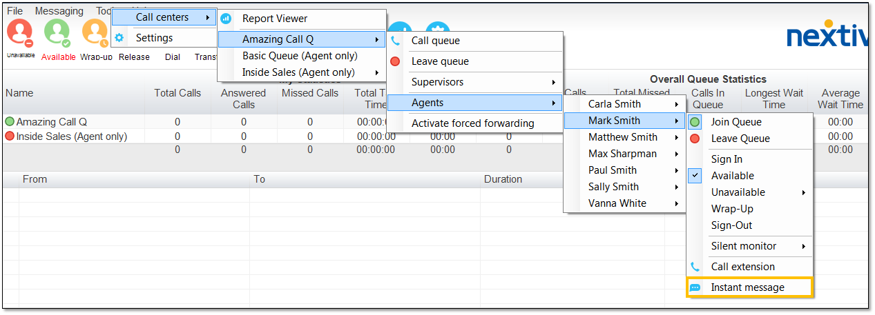 Sending Instant Messages from Nextiva Unity | Nextiva Support