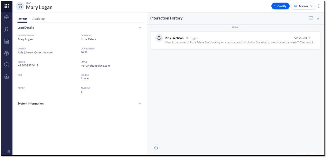 Leads in Nextiva CRM | Nextiva Support