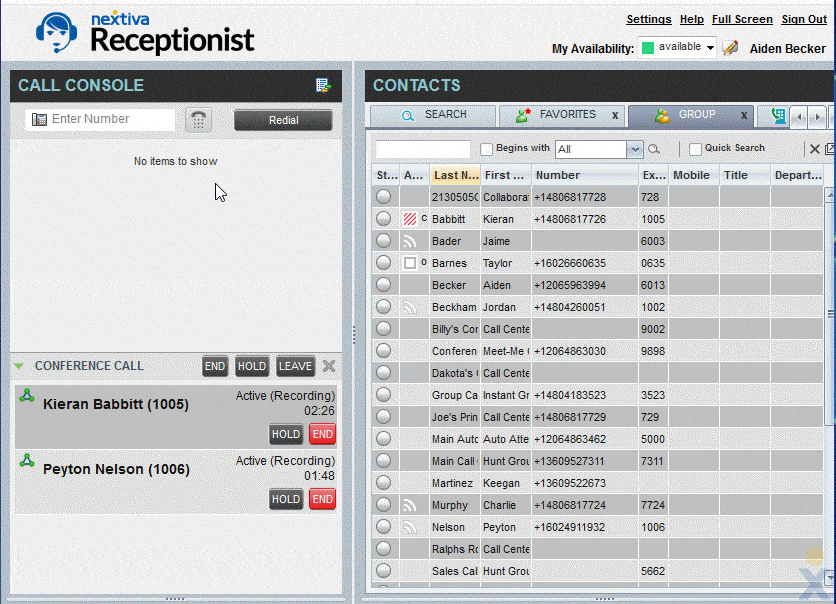 Conferencing with the Nextiva Receptionist Dashboard | Nextiva Support