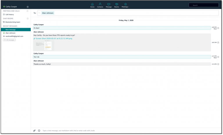 Amazon Chime: Messages | Nextiva Support