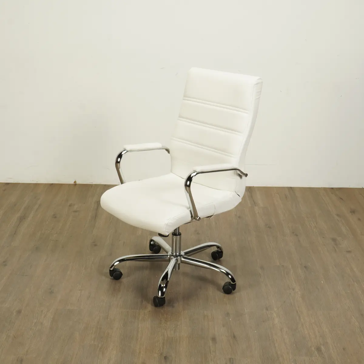White Faux Leather Swivel Office Chair