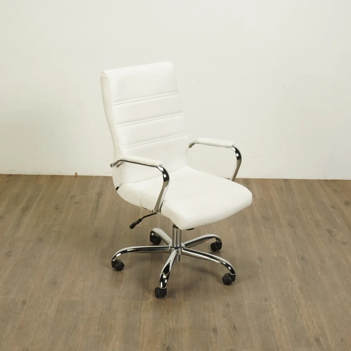 White Faux Leather Swivel Office Chair