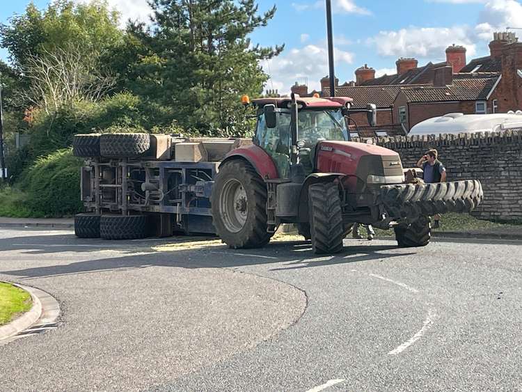 Tractor trailer tips over on Wells roundabout | Local News | News ... Tractor trailer tips over on Wells roundabout | Local News | News ...