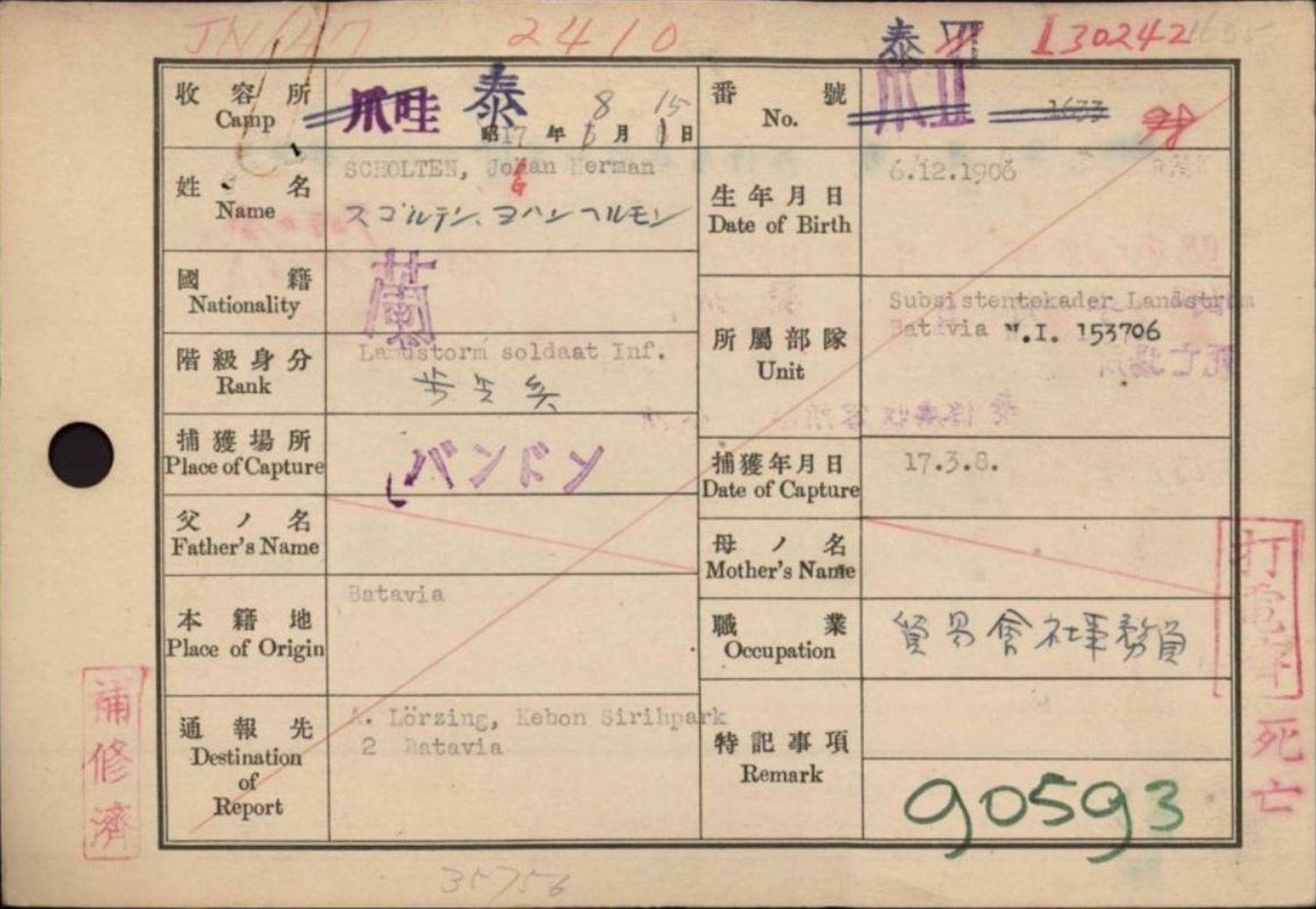 Johan Herman Scholten | Oorlogsgravenstichting