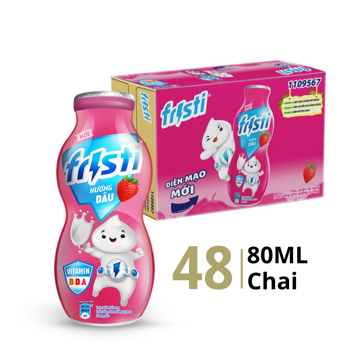 Thùng sữa tiệt trùng vị dâu Fristi Dutch Lady chai 80ml (48 Chai ...