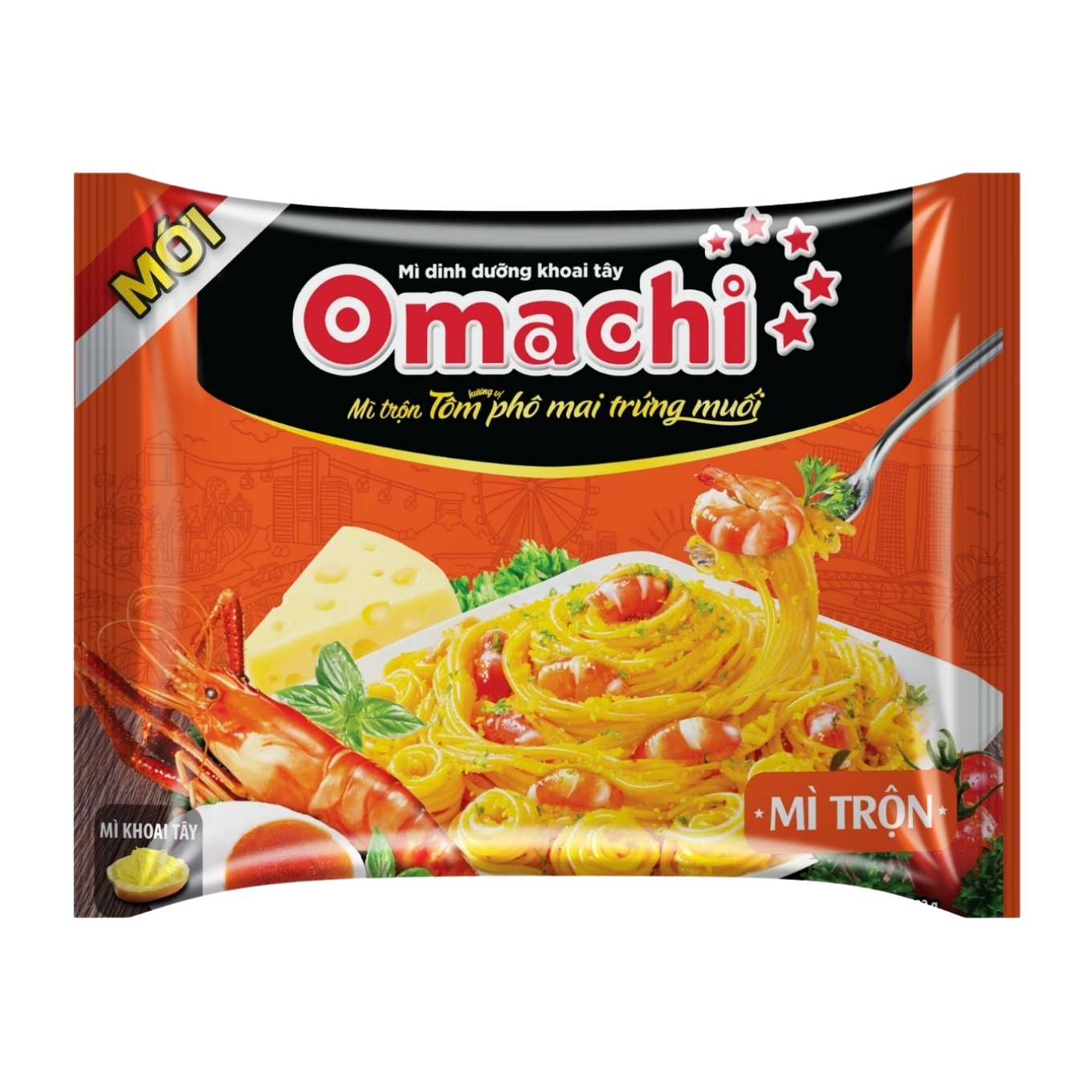Mì khoai tây dinh dưỡng trộn tôm phô mai trứng muối Omachi gói 92g (1 ...