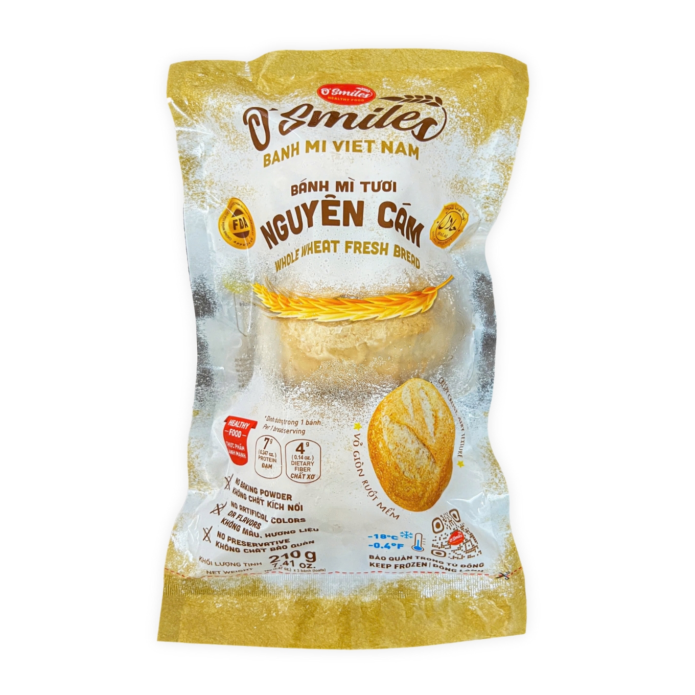 Bánh mì nguyên cám đông lạnh O'smiles gói 210g - Chuỗi siêu thị thực ...