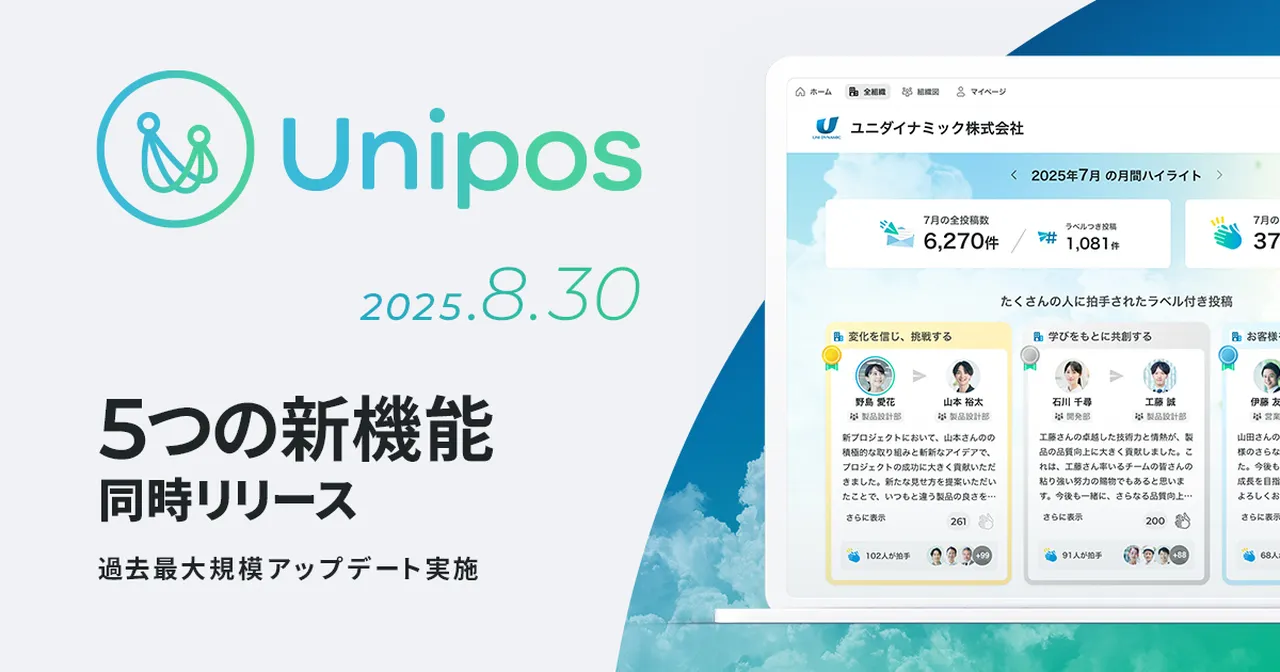 Uniposが大型刷新、全社から「部門ごと」の改善へ | O!Product