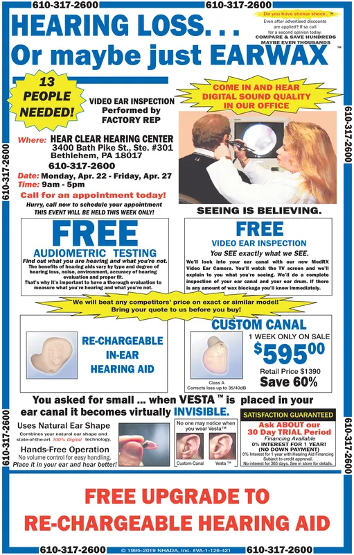 SUNDAY, APRIL 21, 2019 Ad - Hear Clear Hearing Center - Morning Call