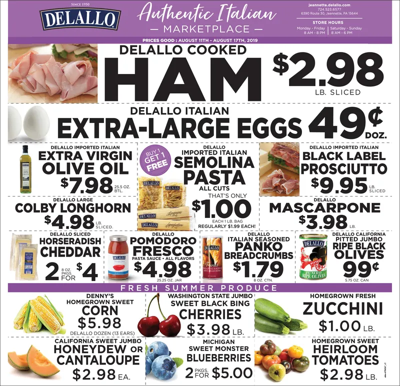 SATURDAY, AUGUST 10, 2019 Ad - DeLallo Italian Marketplace - Tribune-Review
