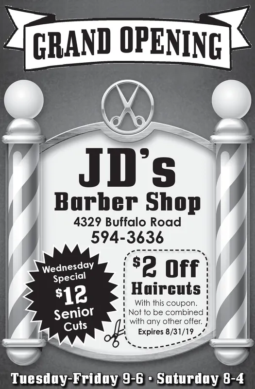 SUNDAY, AUGUST 18, 2019 Ad - JD's Barber Shop - Westside News