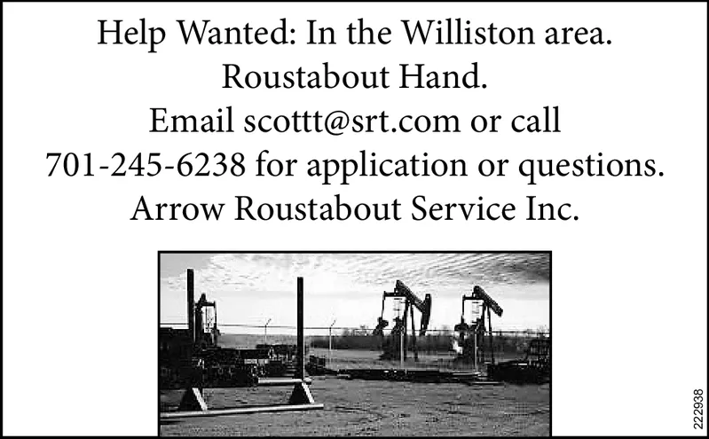 MONDAY, OCTOBER 21, 2019 Ad - Arrow Roustabout Services - Williston Herald