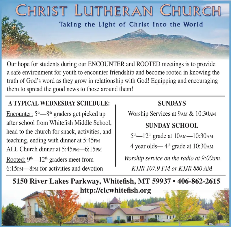 WEDNESDAY, OCTOBER 23, 2019 Ad - Christ Lutheran Church - Whitefish ...