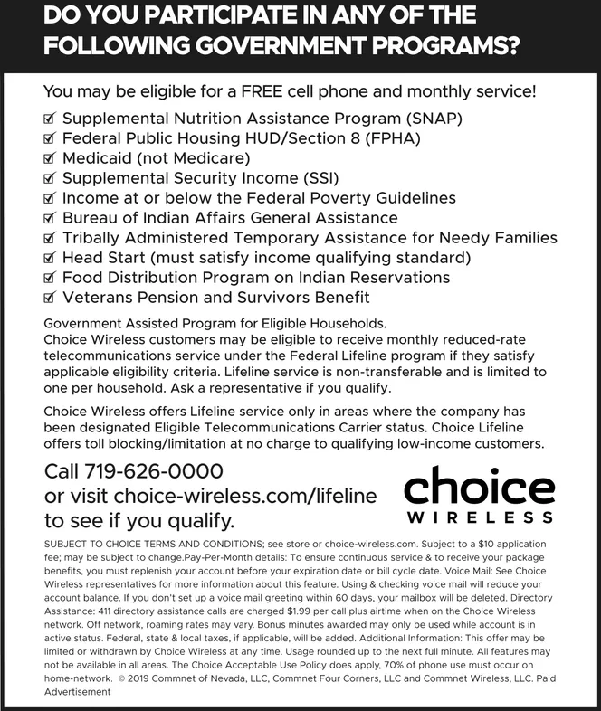 WEDNESDAY, DECEMBER 18, 2019 Ad - Choice Wireless - Taos - The Taos News