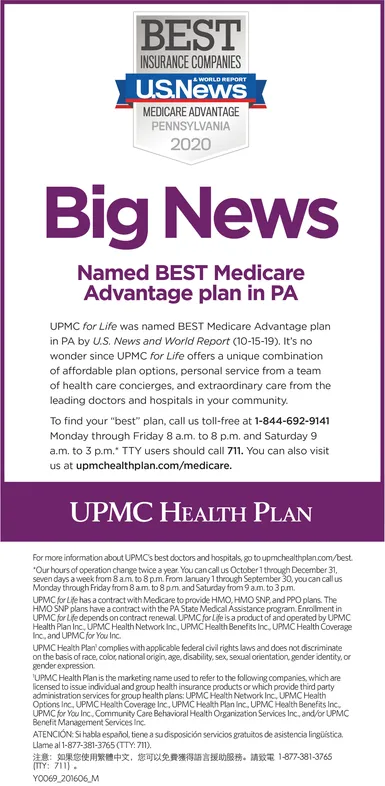 SUNDAY, FEBRUARY 23, 2020 Ad - UPMC Health Plan - Observer-Reporter