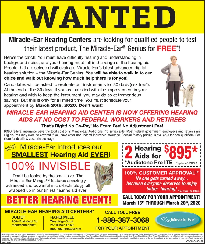 SATURDAY, MARCH 14, 2020 Ad - Miracle-Ear Hearing Aid Center - Joliet ...