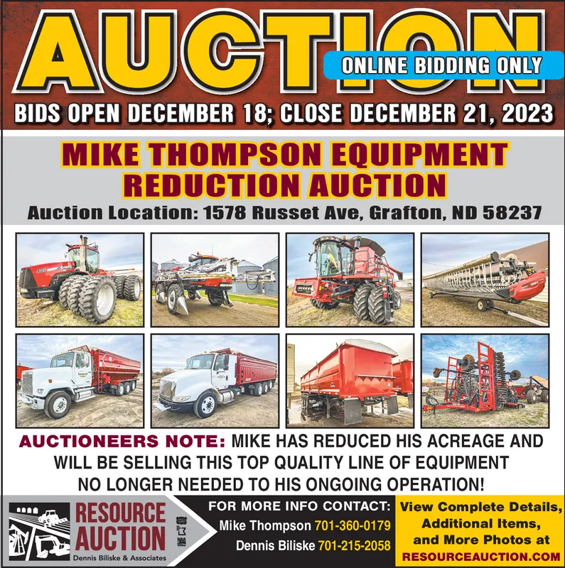 SUNDAY, DECEMBER 10, 2023 Ad - Resource Auction - Dennis Biliske - Agweek