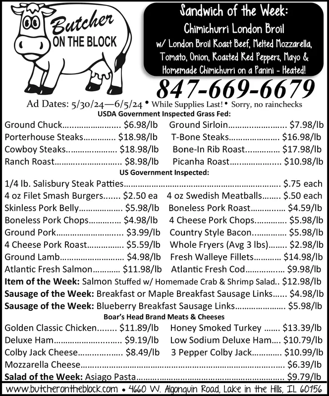 FRIDAY, MAY 31, 2024 Ad - Butcher on the Block - Northwest Herald