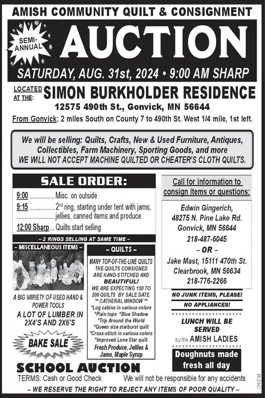 FRIDAY, AUGUST 23, 2024 Ad - Amish Community Quilt & Consignment ...