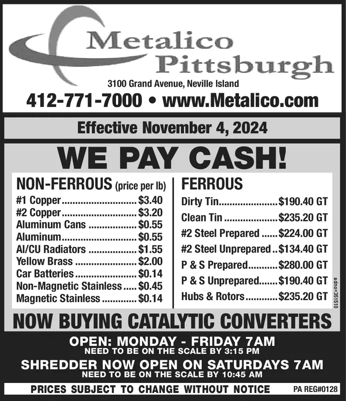THURSDAY, NOVEMBER 7, 2024 Ad - Metalico Pittsburgh - Tribune-Review