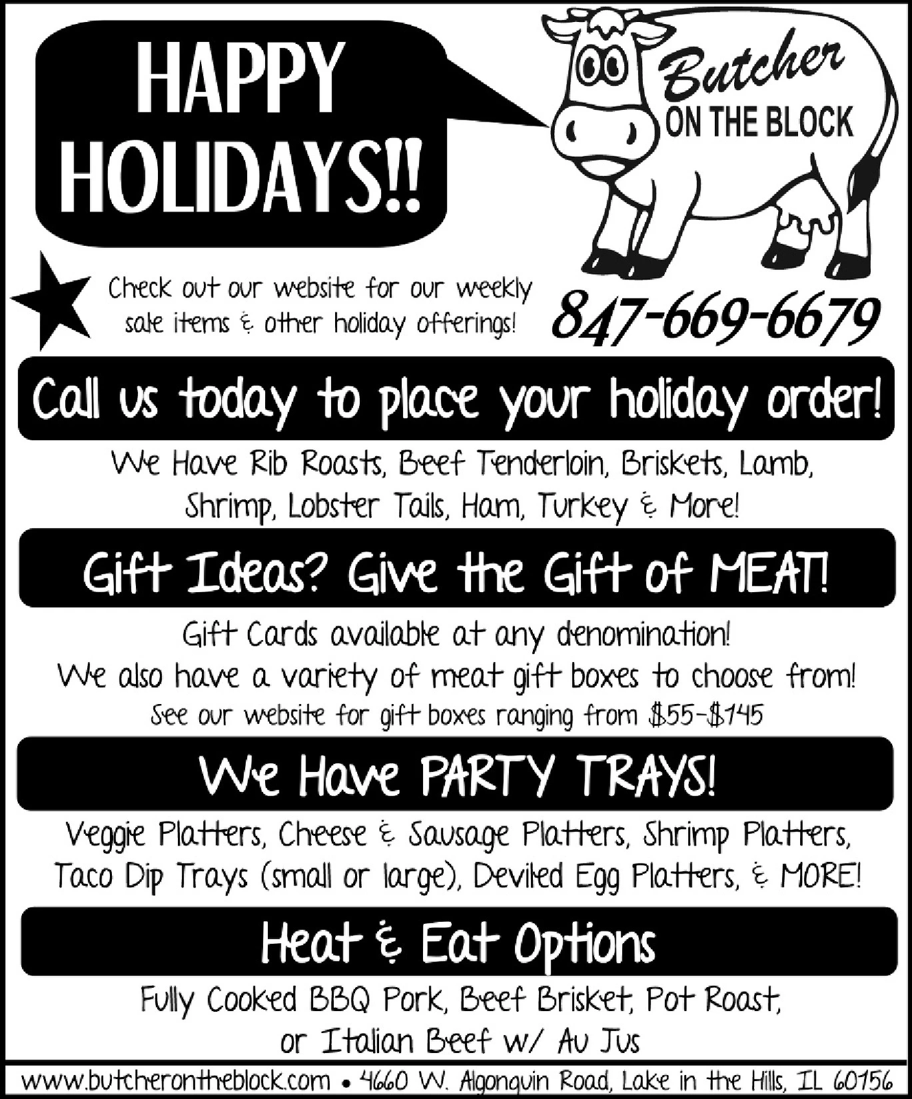 SATURDAY, DECEMBER 7, 2024 Ad - Butcher on the Block - Northwest Herald