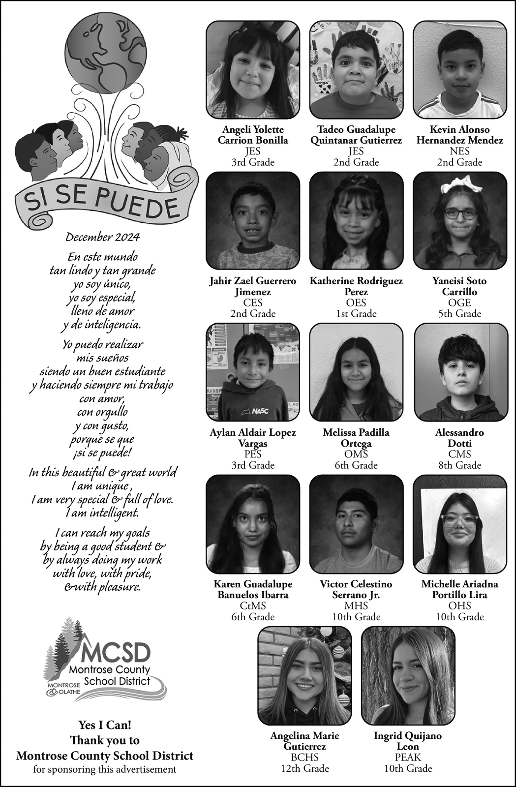 FRIDAY, DECEMBER 27, 2024 Ad - Montrose County School District ...