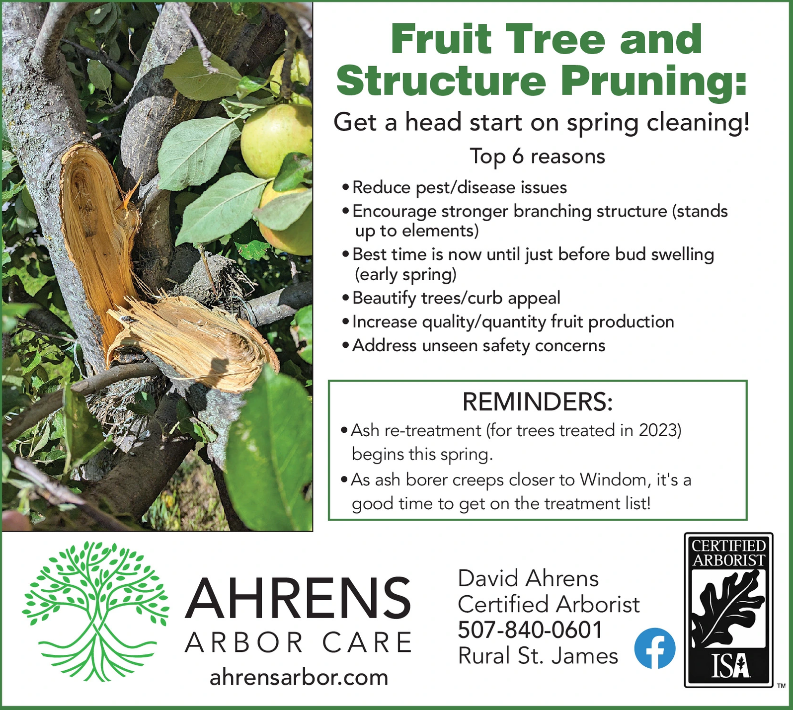 MONDAY, JANUARY 20, 2025 Ad - Ahrens Arbor Care - Cottonwood County Citizen