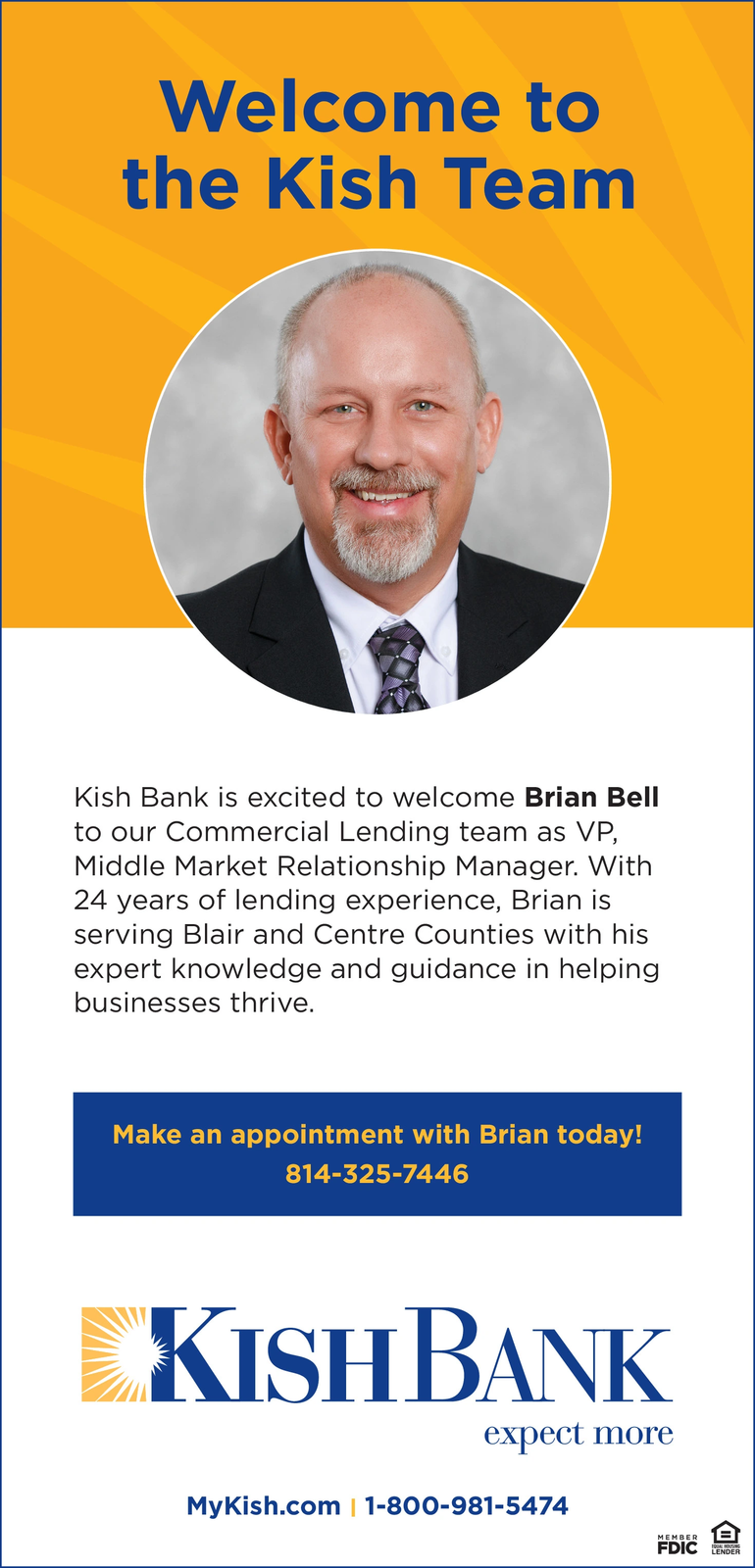 SUNDAY, MARCH 16, 2025 Ad - Kish Bank - Brian Bell - Centre Daily Times