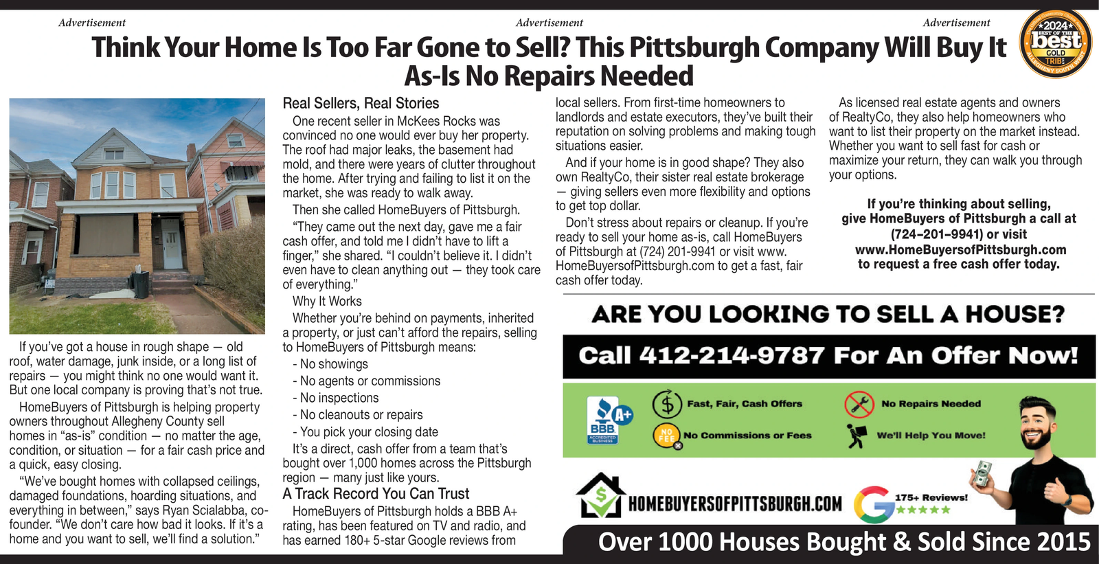 THURSDAY, AUGUST 21, 2025 Ad - HomeBuyers of Pittsburgh - Tribune-Review