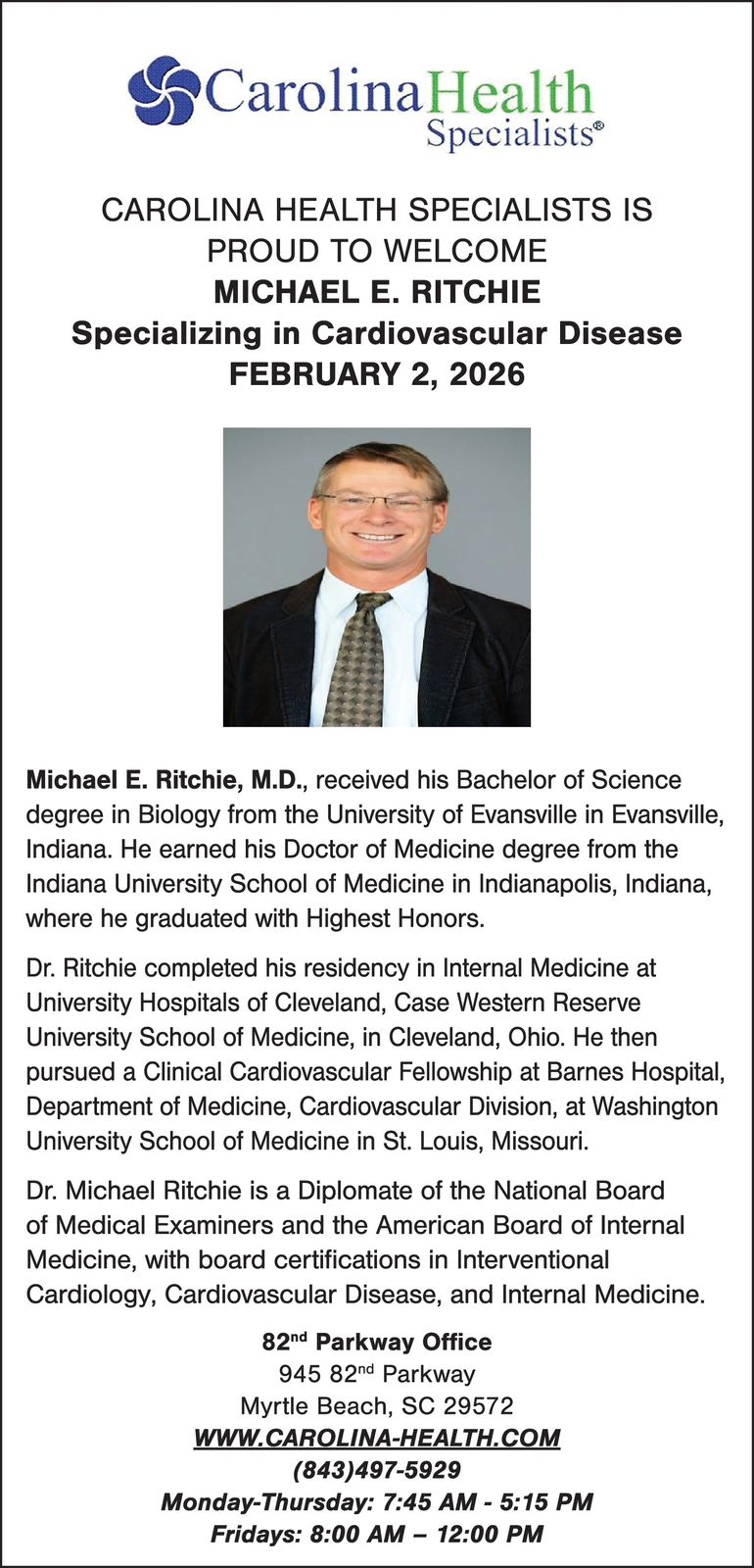 SUNDAY, NOVEMBER 2, 2025 Ad - Carolina Health Specialist - Michael E ...