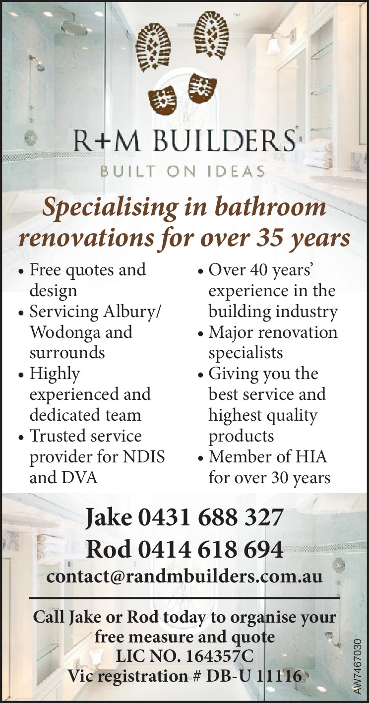 FRIDAY, OCTOBER 31, 2025 Ad - R & M BUILDERS PTY LIMITED - The Border Mail