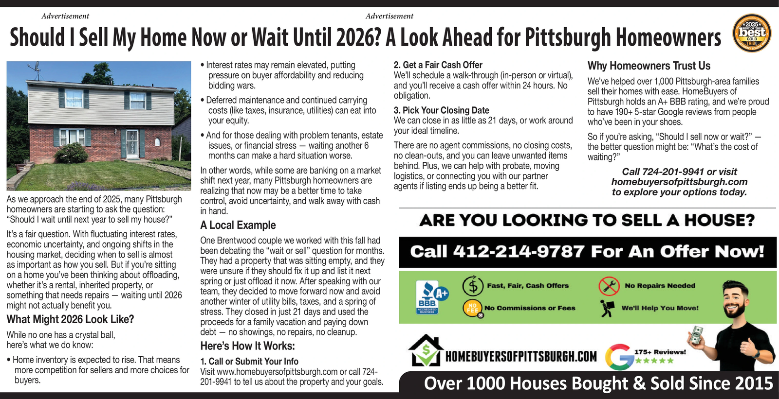 WEDNESDAY, DECEMBER 10, 2025 Ad - HomeBuyers of Pittsburgh - Tribune-Review