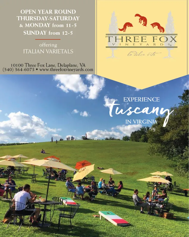 WEDNESDAY, SEPTEMBER 19, 2018 Ad - Three Fox Vineyards - Fauquier Times