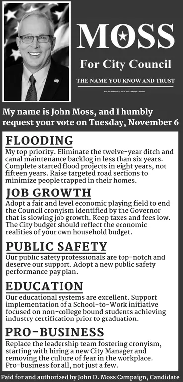 SUNDAY, NOVEMBER 4, 2018 Ad - John D. Moss Campaign - The Virginian-Pilot