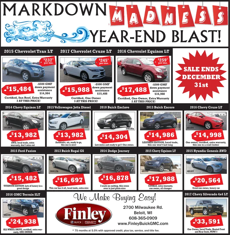 MONDAY, DECEMBER 24, 2018 Ad - Finley Buick GMC - Beloit Daily News